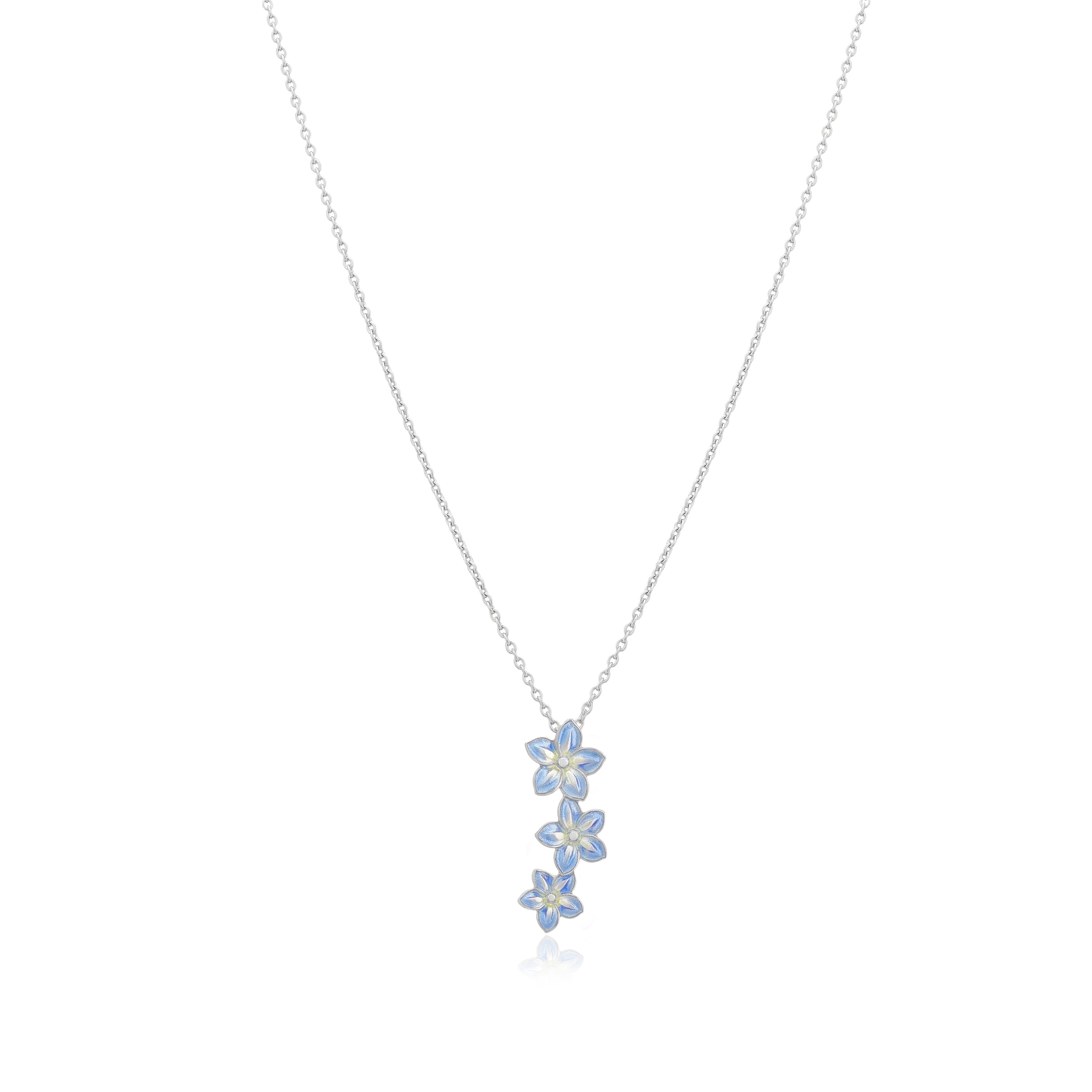 925 Sterling Silver Blue Flower Cascade Chain Pendants | Nature ...